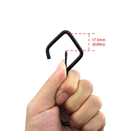JianLing S Hook 8pcs 101x39mm Black Windproof S Hooks for Hanging Plants, Pots and Pans, Bags, S Shaped Hooks for Kitchen Utensil and Closet Rod, Safety Buckle Design Diamond Spring S Hook
