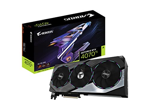 GIGABYTE AORUS GeForce RTX 4070 Ti Elite 12G Graphics Card, 3X WINDFORCE Fans, 12GB 192-bit GDDR6X, GV-N407TAORUS E-12GD Video Card