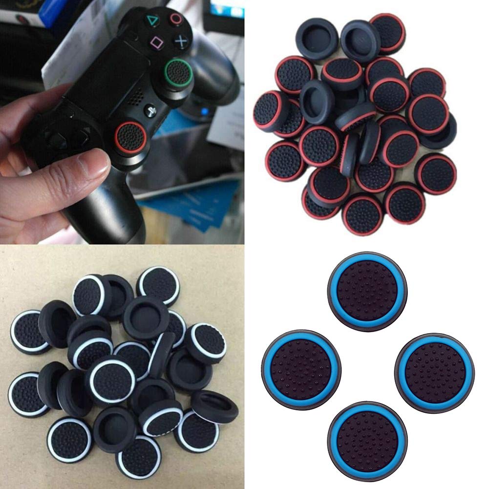shlutesoy 4Pcs Replacement Silicone Thumb Grip Stick Cap Covers,Controller Thumb Silicone Stick Grip Cap Cover for PS3 PS4 Xbox ONE Red