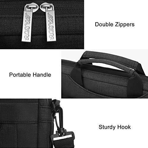 MOSISO Laptop Shoulder Messenger Bag Compatible with MacBook Air/Pro,13-13.3 inch Notebook,Compatible with MacBook Pro 14 2023-2021 A2779 M2 A2442 M1 with Adjustable Depth at Bottom, Black