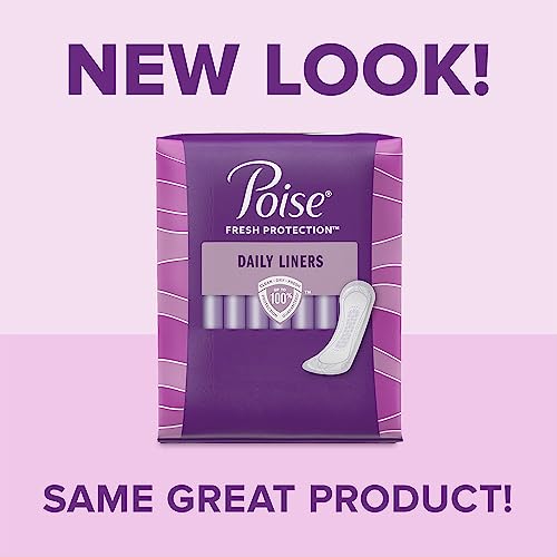Poise Daily Incontinence Panty Liners, 2 Drop Very Light Absorbency, Long, 44 Count of Pantiliners, Packaging May Vary