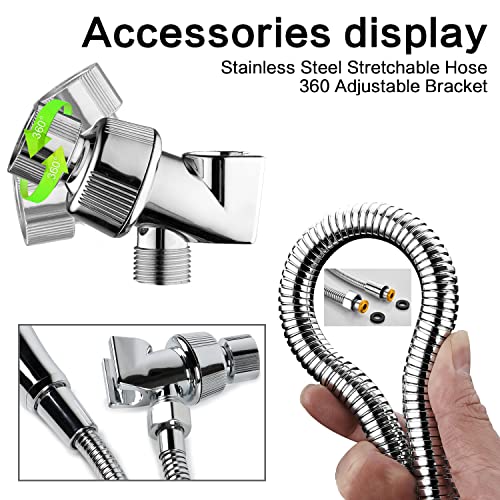 IAKLE High Pressure Shower Head with Hose and Bracket, 3-Setting Filtered Detachable Water Saving Jet Handheld Shower Heads Filter for Hard Water to Enjoy Amazing Shower Spa,1.6GPM(60in/1.5m Hose)