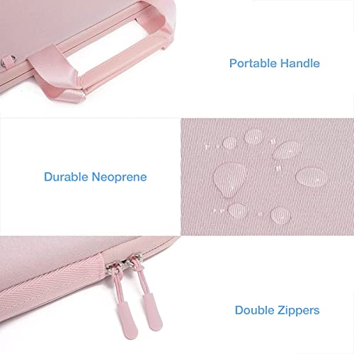 MOSISO Laptop Sleeve Compatible with MacBook Air/Pro, 13-13.3 inch Notebook, Compatible with MacBook Pro 14 inch 2023-2021 A2779 M2 A2442 M1, Neoprene Briefcase Bag with Detachable Small Case, Pink