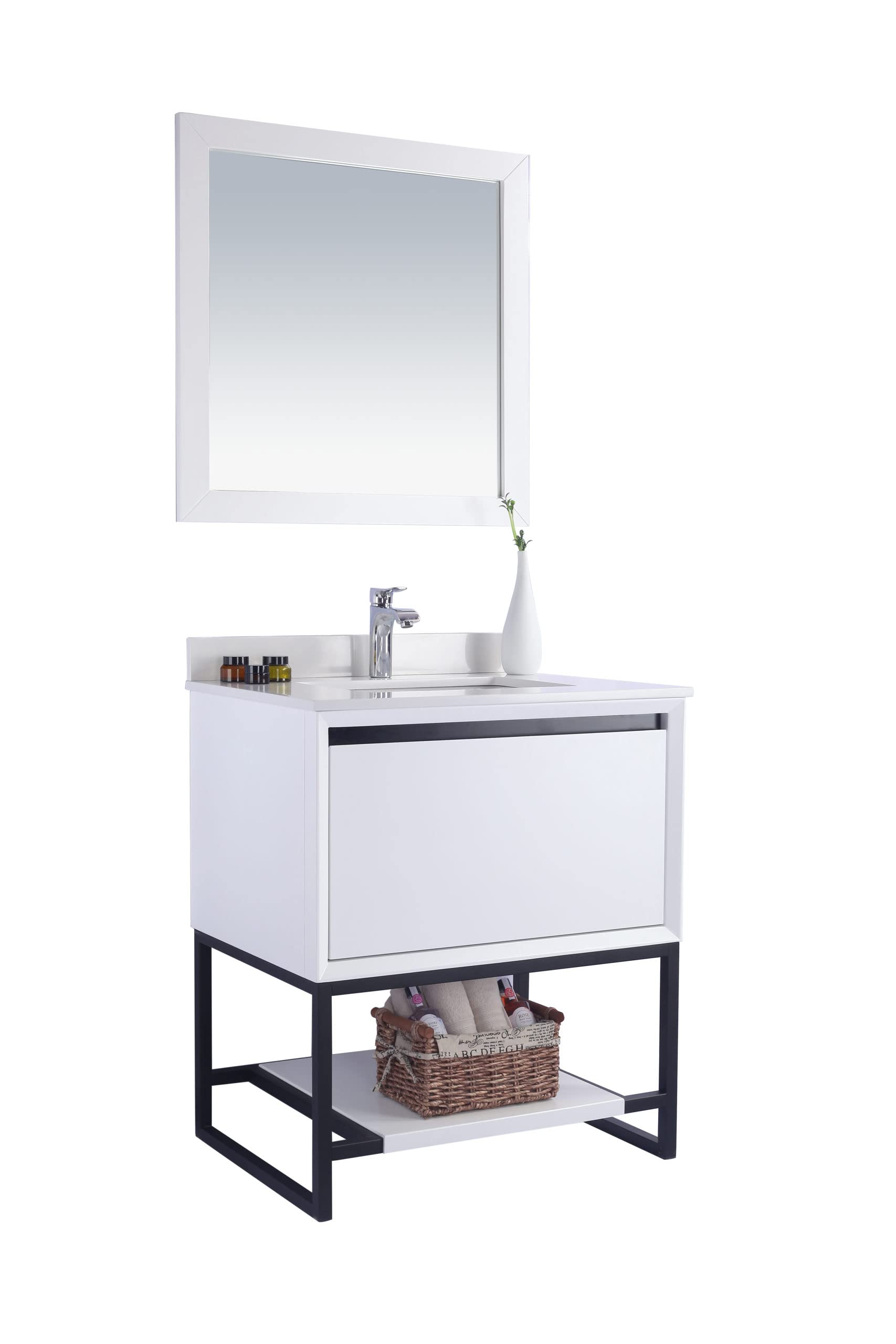 Laviva Alto 30 - White Cabinet White Quartz Countertop