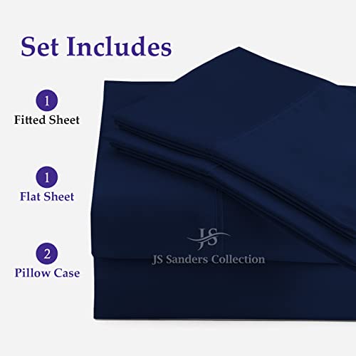 JS Sanders Collection 100% Egyptian Cotton Universal XL-V Berth The Best Boat XL-V Berth Bedding Fits mattresses up to 8β Depth Sheet Set - 1000 Thread Count Navy Blue