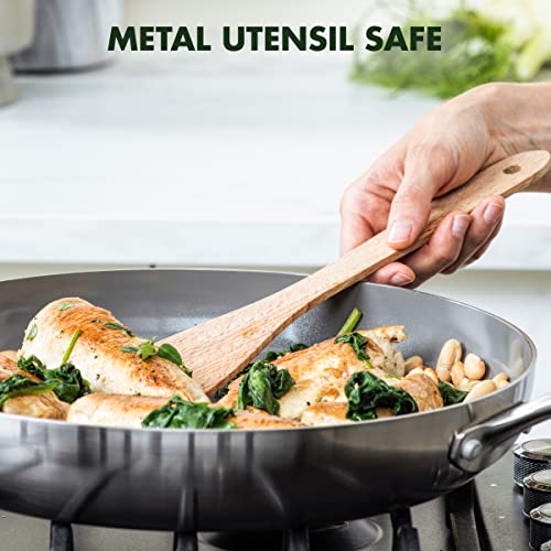 GreenPan Chatham Tri-Ply Stainless Steel Healthy Ceramic Nonstick 12" Frying Pan Skillet, PFAS-Free, Induction Suitable, Dishwasher Safe, Silver