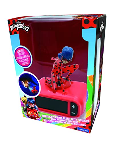 Lexibook - Miraculous Digital Alarm Clock with Night Light Snooze, Clock, Luminous Ladybug, Red colour - RL800MI