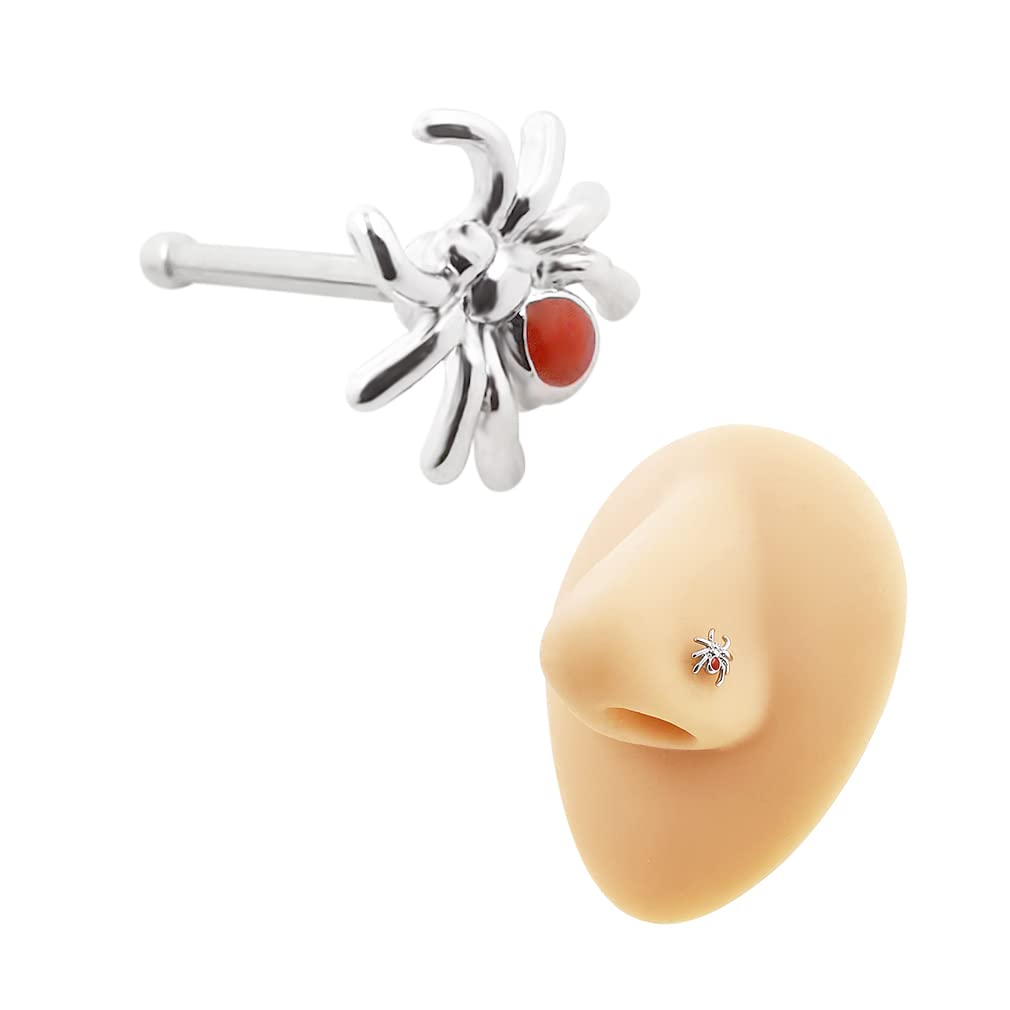 Excepro 20G Nosering Pin Studs Spider Fashion Nose Rings Bone Studs 316L Surgical Stainless Steel Nostril Piercings