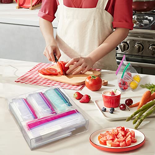 Xverycan Acrylic Ziplock Bag Storage Organizer, Clear Food Baggie Organizer Dispenser for Kitchen Drawer, Gallon, Quart, Sandwich, Snack, Freezer, Slider Bags (Drag to Open)