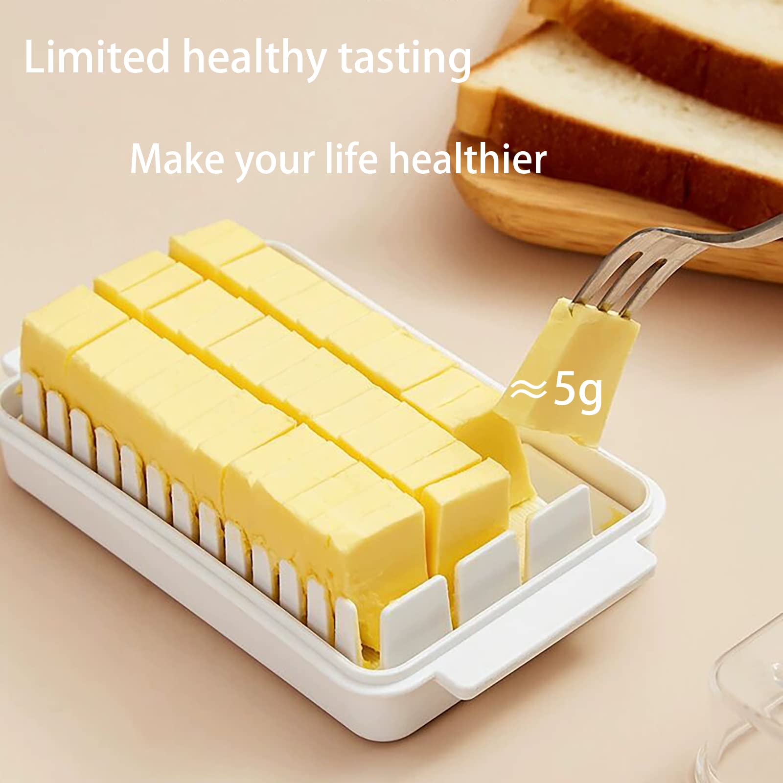 Fuuc Butter Dish With Lid ,Quantitative Cutting Plastic Butter Dish ,Easy to Clean Butter Dish for Refrigerator ,for(≈4.72in x2.6in x 1.3in) Size of Butter