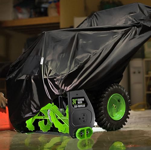 IC ICLOVER Snow Blower Cover, Universal fit Two Stage Snow Thrower Cover, Heavy Duty 600D Polyester Fabric Waterproof, Sun UV Dust Snow Proof, with Drawstring & Windproof Buckles, Outdoor Protection