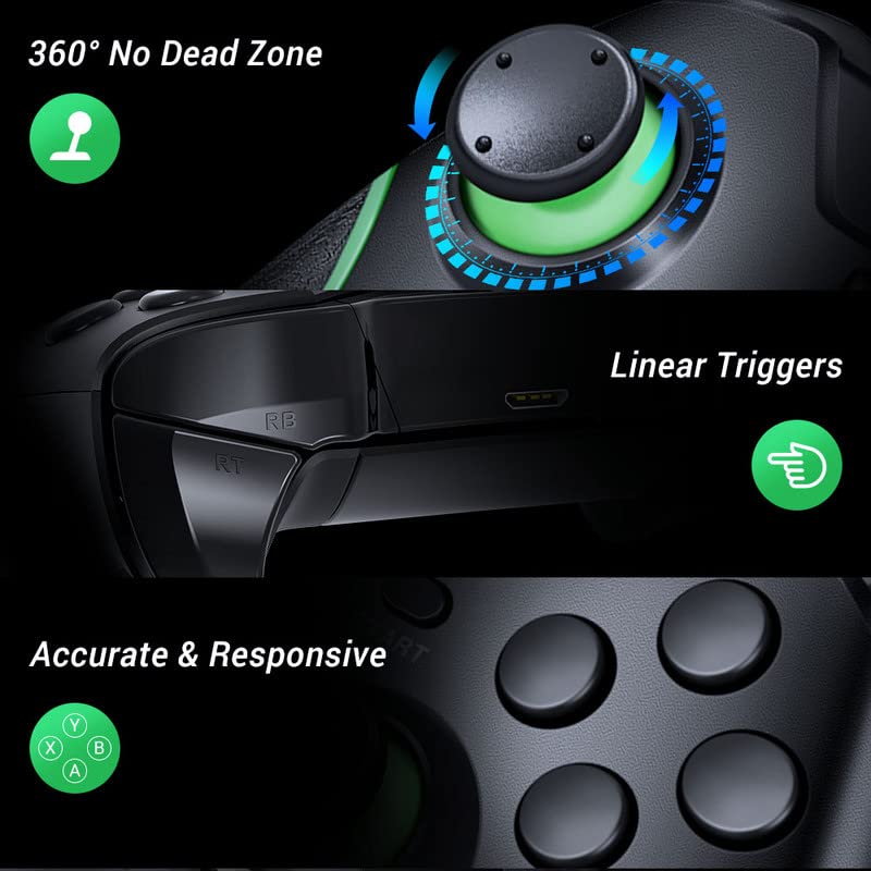 EFFUN Controller for Xbox One Controller Wireless for Xbox Series S Controller for Xbox Series X Controller for Xbox 1 (S/X) Controller Wireless Black for PS3/PC, 2.4 GHz, Double Shock, Gifts for Men