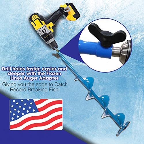 Ice Auger Drill Adapter I High-Quality 304 Stainless Steel I Fits Drill Chuck: 1/2" plus and 1/4" Hole for 1/4"-20 Wing Bolts & Locking Screws I