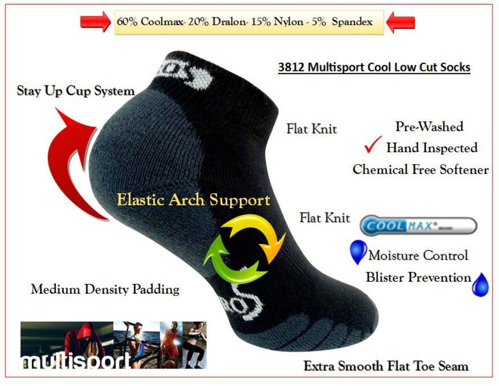 Eurosock Cool Court Low Grey MD (US Men's Shoe 7-9, Women's Shoe 8-10)
