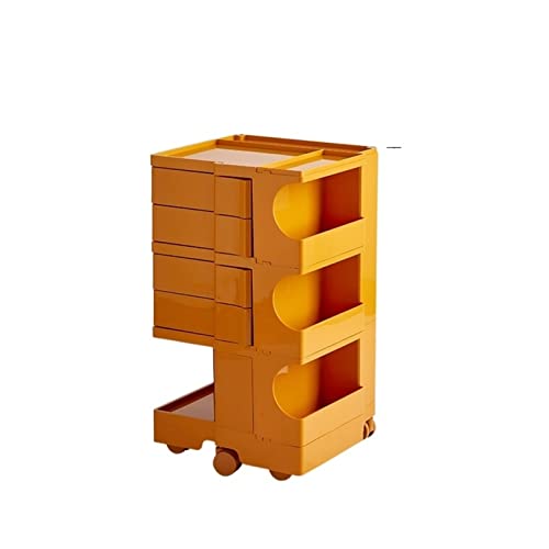 HIGOH Bedside Table Rotary Mobile Bedside Table Bedroom Bedside Table Living Room Sofa Side Table Locker Storage Rack Furniture Accessories (Color : Orange)