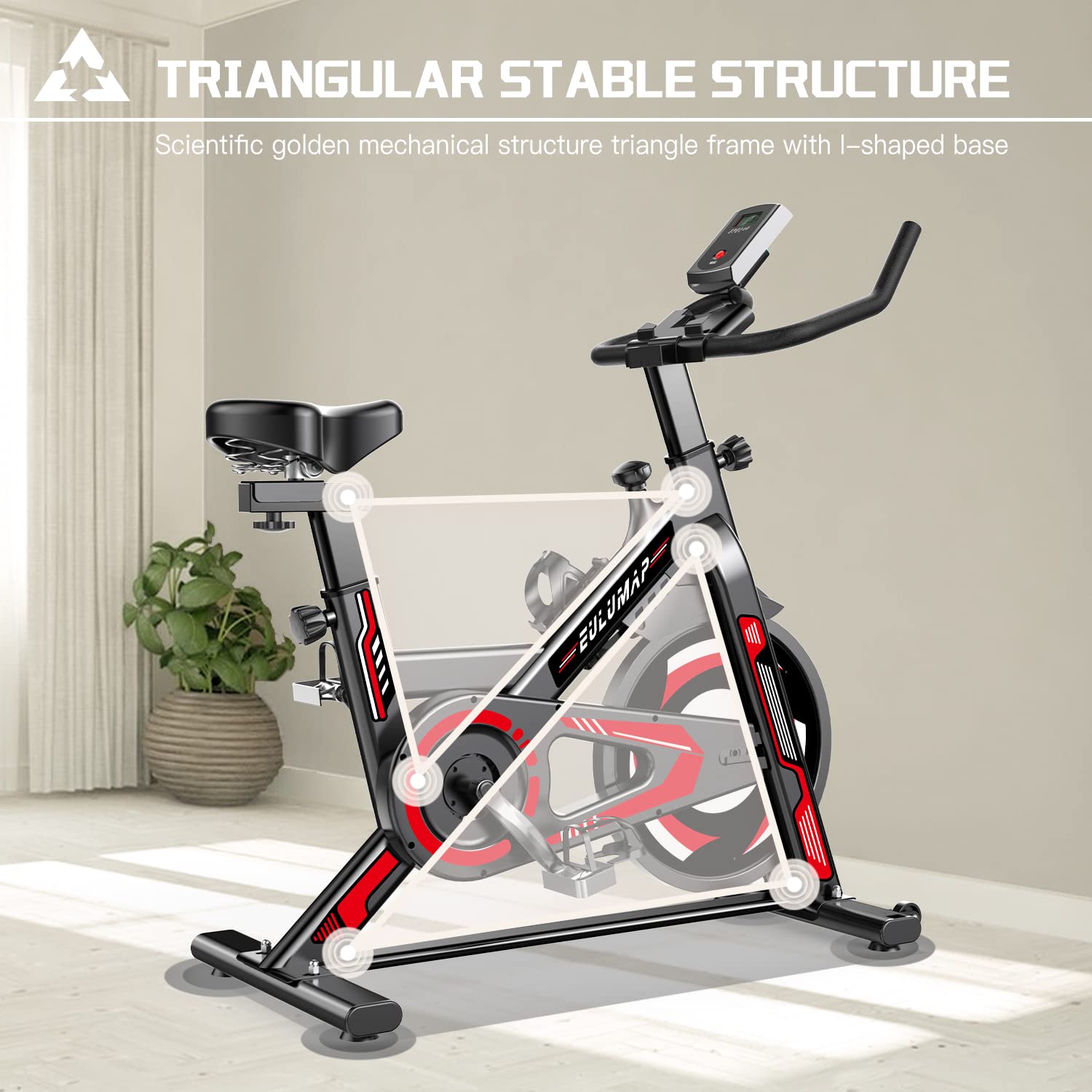 Exercise Bike-Stationary Indoor Cycling Bikes For Home Gym with Ipad Mount &Comfortable Seat Cushion(Red)