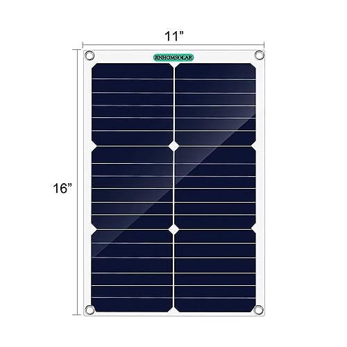 HIMINO Waterproof Solar Panel with USB Output Ports, Portable Solar Charger for Car, RV, Boat, Cell Phone & More (20w)