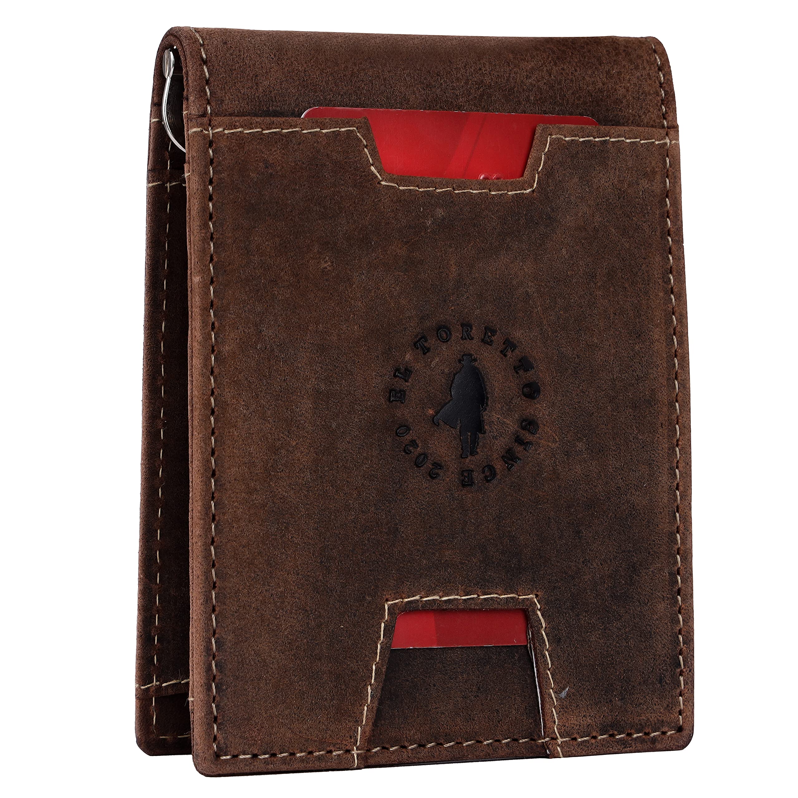 EL TORETTO Wallet for Men Slim Larger Capacity with 12 Slots RFID Blocking Men's Wallet Minimalist Front Pocket Bifold Leather with ID Window and Gift Box (Tan Hunter)