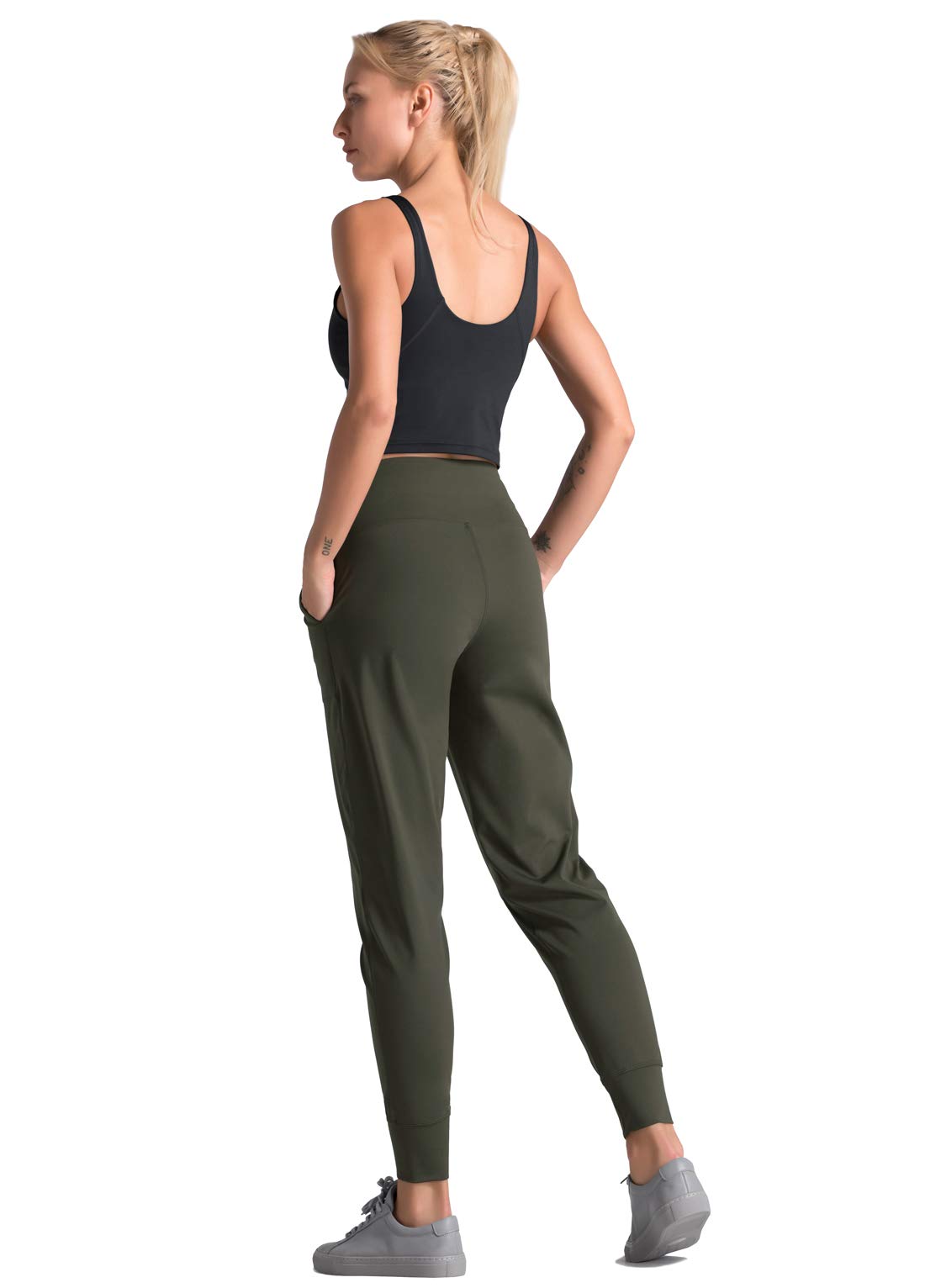 Dragon Fit Joggers for Women with Pockets,High Waist Workout Yoga Tapered Sweatpants Women's Lounge Pants (Medium, Joggers78-Dark Olive)