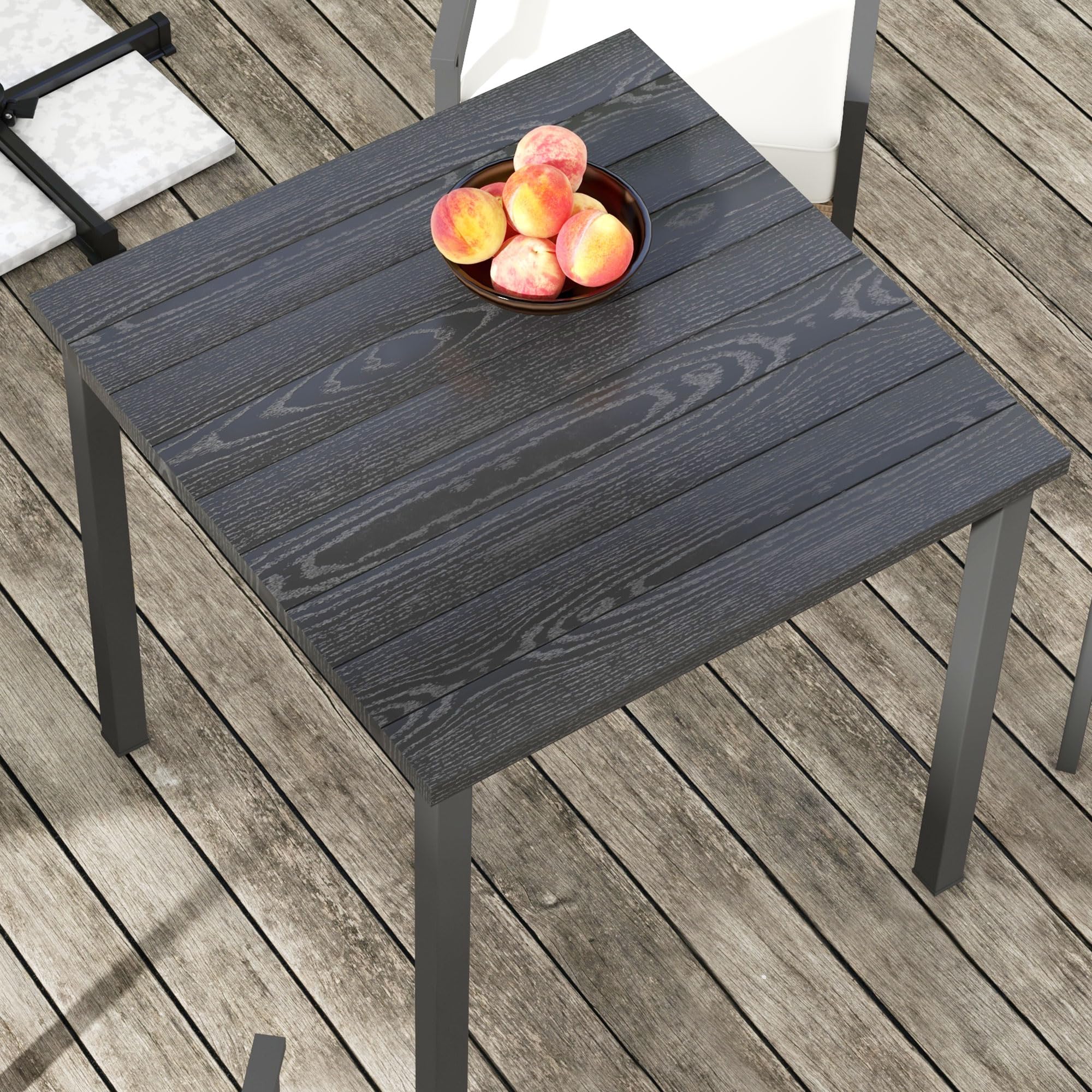Outsunny 5 Pieces Outdoor Dining Set for 4, Wicker Rattan Patio Furniture Set, Patio Table and Chairs Set with Cushions, Square Metal Table Top, Conversation Set for Garden, Backyard, Deck, Beige