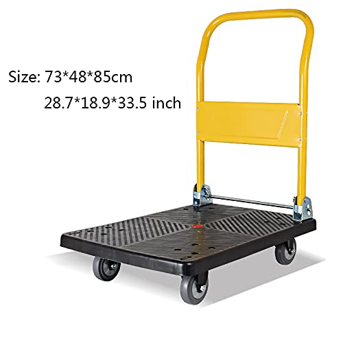 Generic Platform Hand Truck Folding Platform Truck Plastic Panel and Metal Handle Moving Push Cart for Warehouse Basements Flatbed Trolley Easy Transport Foldable (Size : 73-Mute)