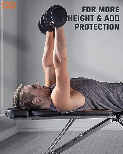 Lusper Adjustable Weight Bench Foldable - 660 Lb Stable Workout Bench, 36 In Extended head and neck protection design, 3 Sec Fast Folding Multi-Purpose for Full Body Workout