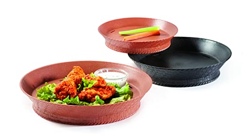 G.E.T. RB-892-BK-EC Round Serving Basket with Base, 9", Black (Set of 4)