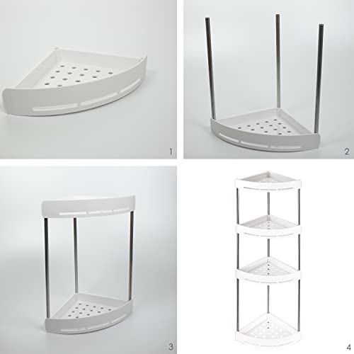 IYAR HOME 4 Tier Shower Caddy Organizer Shelf Corner Standing 12.99 x 9.45 x 29.92 Inches Shower Rack for Inside Shower & Kitchen Storage White