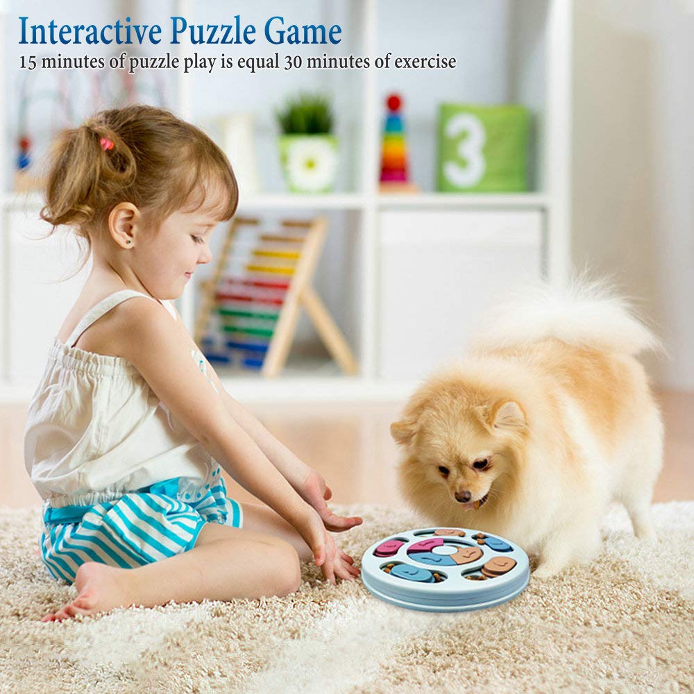 Dog Puzzles Puppy Brain Game Toys Interactive Training Toys for Pets Treat Training and Fun Feeding (Light Blue Puzzle 1)