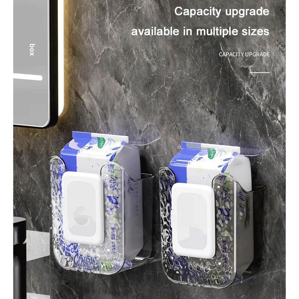 Kitchen Wipes Storage Box-No Punching Design,Wipes Dispenser, Flushable Wipes Holder for Bathroom, Refillable Wipes Container Box,Wipes Case Holder Keeps Wipes Fresh, Non-Slip (grey-2pcs)
