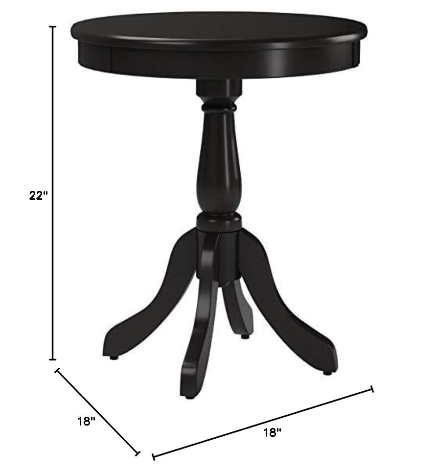 Powell Furniture Round Table, Black, 18"L x 18"W x 22"H
