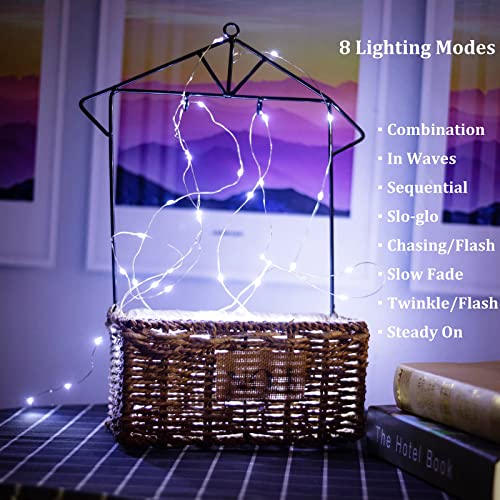 Hemasxing 2 Pack Solar Fairy Lights Waterproof Outdoor, 33ft 100 LED 8 Modes Solar String Lights for Porch Balcony Garden Patio Christmas Decoration (White)