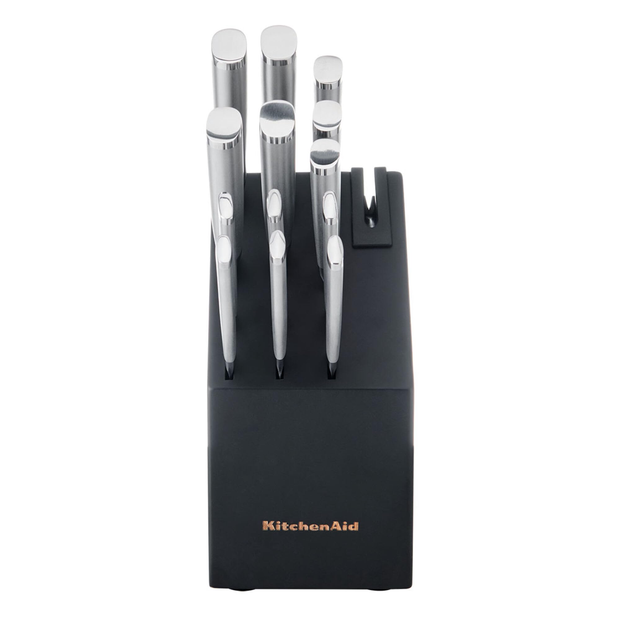 KitchenAid Gourmet Knife Block Set with Built-in Sharpener, Textured Stainless Steel Handles, 15-Piece