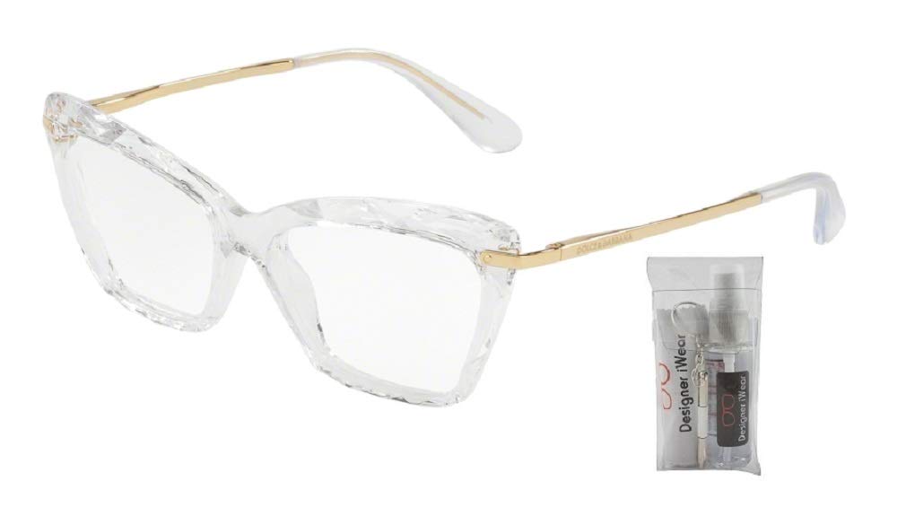 Dolce & Gabbana DG5025 3133 53M Crystal Cateye Eyeglasses For Women+ BUNDLE with Designer iWear Eyewear Kit