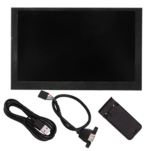 IPS Secondary Screen, ABS Eye Protection Simple Connection Multi Theme USB Monitor 360 Degree Rotation Brightness Stepless Adjustment for Mini Chassis(Black)
