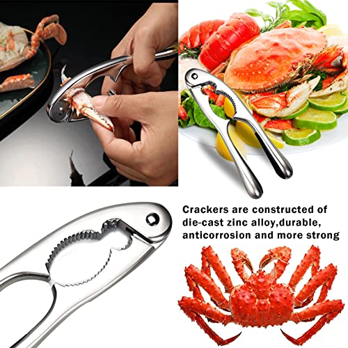 Qidol Stainless Steel Nuts Cracker Seafood Nutcracker Tool, Walnut Pecan Shellfish Crab Claw Leg Lobster Shell Opener Scooping Picks Tool, Heavy Duty Finger Protector Cutting with Non-slip Handle