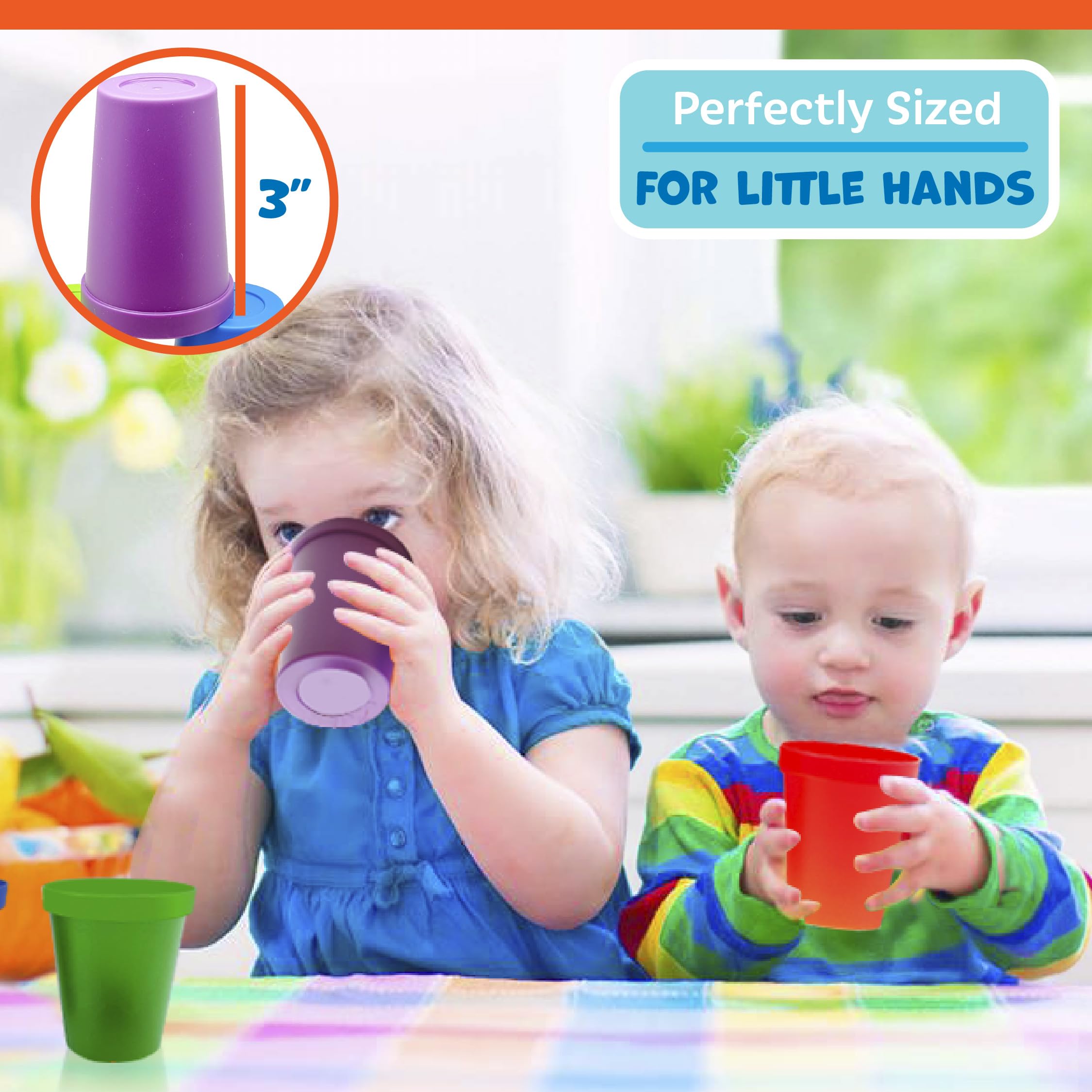 Skoolzy Rainbow Stacking Cups 6 Piece Set - Color Sorting Toys for Toddlers Primary Matching Fine Motor Skills Color Recognition for Montessori Preschoolers Toddler Activities Primary for Kids