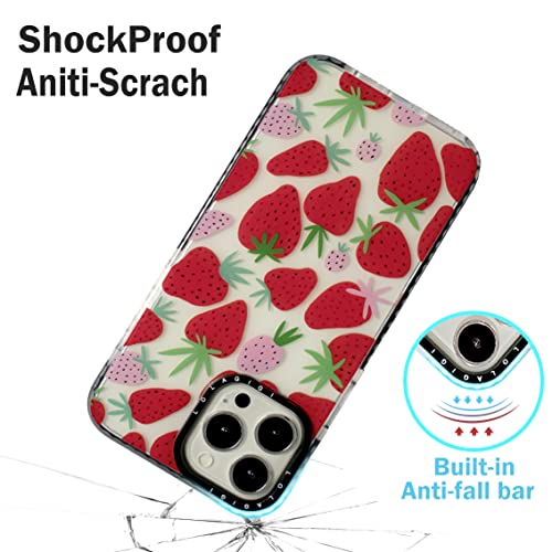 LOLAGIGI for iPhone 14 Pro Case for Women, Cute Strawberry Print Girly Design Kawaii Fruit Cartoon Pattern for Girls Teens Soft Clear TPU Case Cover for iPhone 14 Pro (6.1")