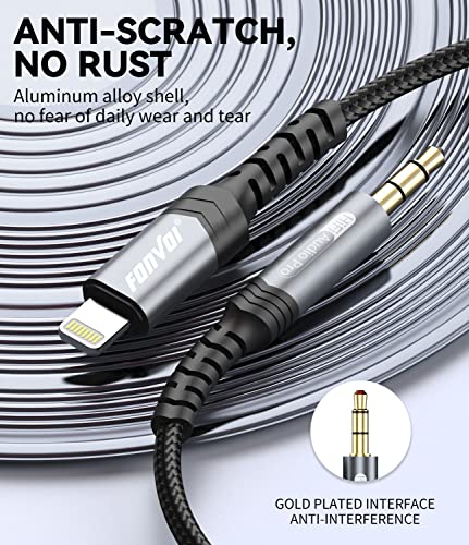 FONVOi AUX Cord for iPhone 【4 Feet,MFi Certified】 Lighting to 3.5mm AUX Cord for Car,Compatible with iPhone 14/13/12/11/XR/ipad/ipod to car Stereo/Speaker/Headphone