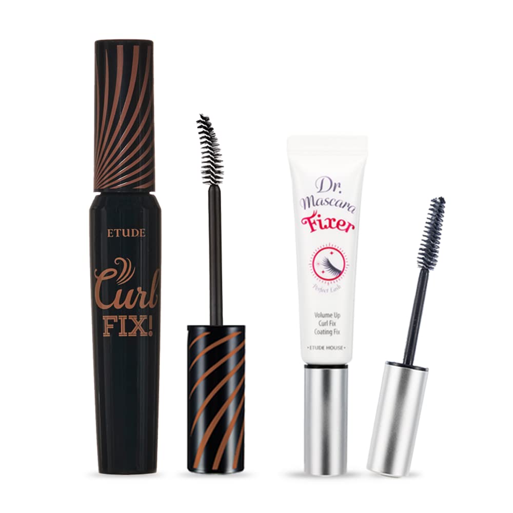 ETUDE Lash Perm Curl Fix Mascara #2 Brown + Dr. Mascara Fixer For Perfect Lash 01 (Natural Volume Up) | ETUDE's own Curl 24H Technology | Powerfully Curled Eyelashes Up for 24 hours | K-beauty