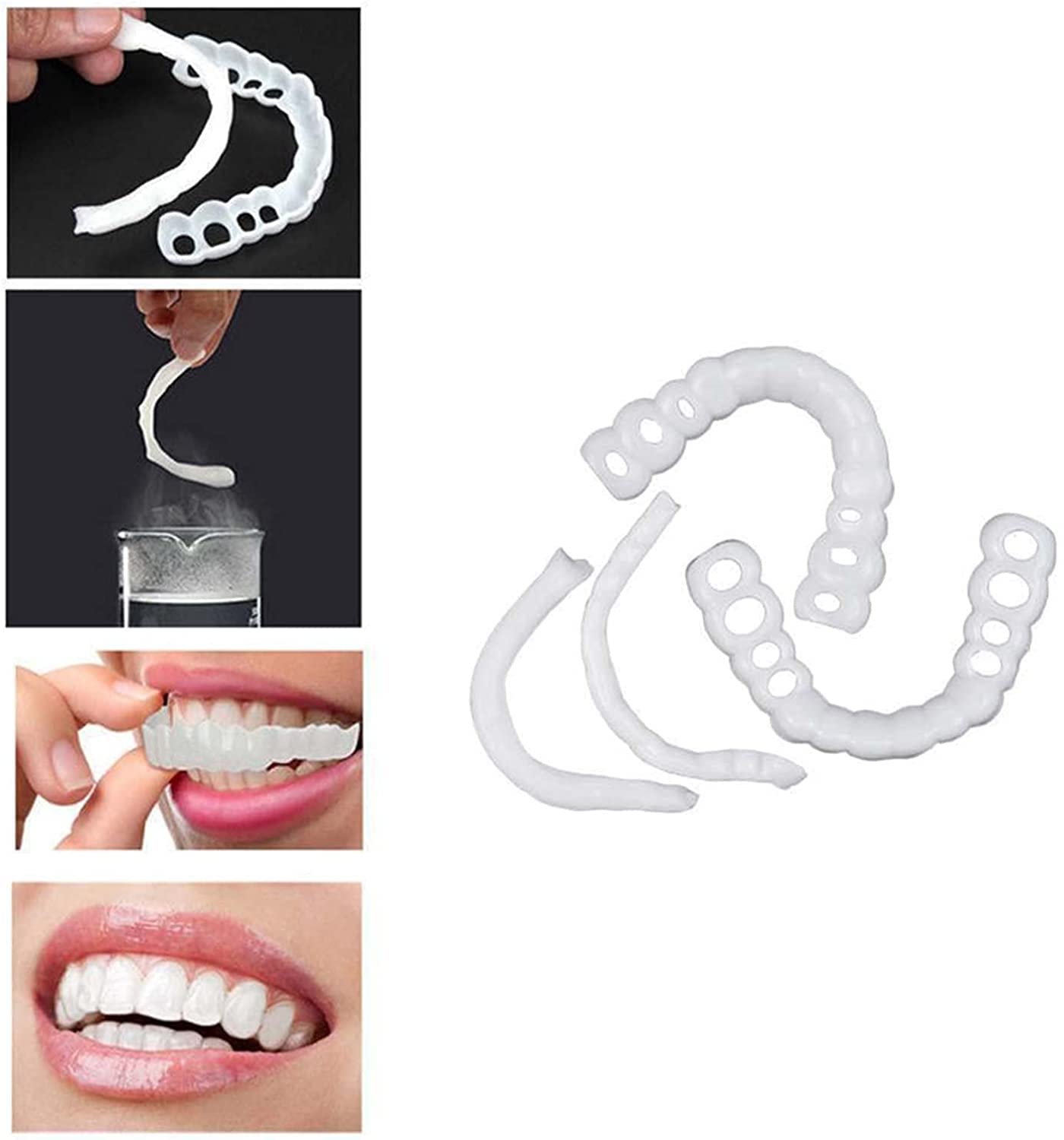 daliwan Dentures Veneers Fake White Teeth with Teeth, Veneers Dentures Socket for Women and Men, Dental Veneers for Temporary Tooth Repair, 2.0 Count