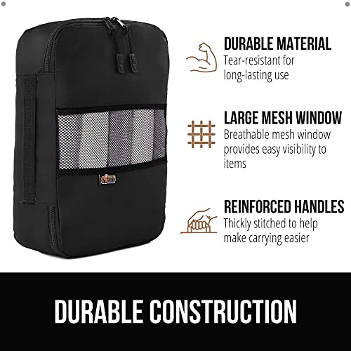 Gorilla Grip Laundry Basket and 3 Piece Packing Cubes, Laundry Basket Size 115L, Easy Carry Handles, Space Saving Travel Bags for Carry On in Multiple Sizes, Mesh Zipper, Both in Black, 2 Item Bundle