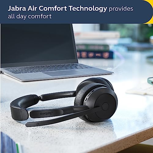 Jabra Evolve2 55 Stereo Wireless Headset - Features AirComfort Technology, Noise-Cancelling Mics & Active Noise Cancellation - Works with UC Platforms Such as Zoom & Google Meet - Black