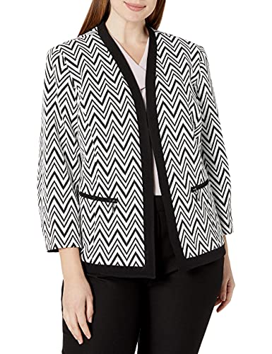 Kasper Women's Zig ZAG Knit Fly Away Jacket, Black Multi, 16