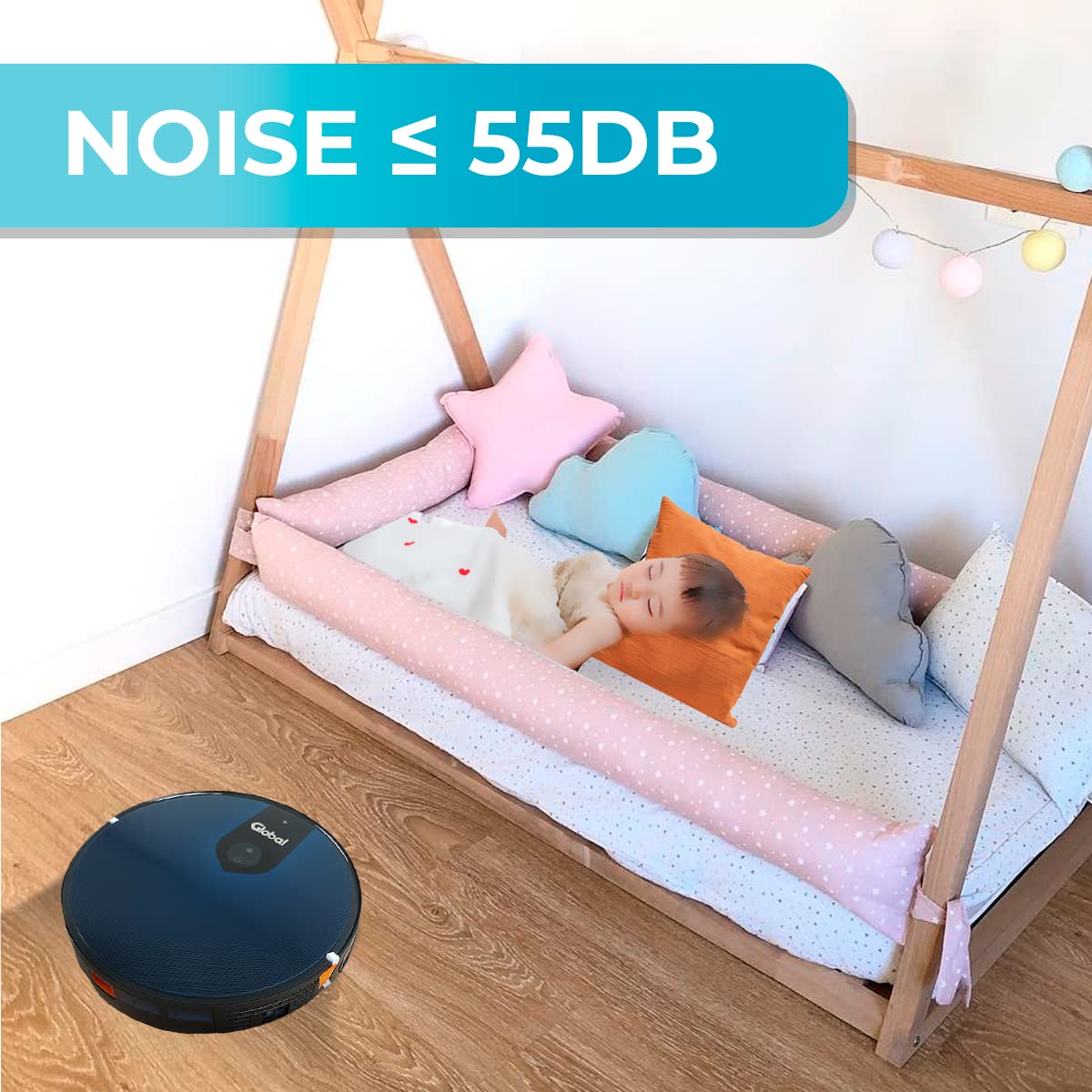 GLOBAL ELECTRONICS Robot Vacuum Cleaner, Wi-Fi, Personalized Cleaning Recommendations, Compatible with Alexa, Good for Pet Hair, Self-Charging, Robotic Vacuum Cleaner for Hardfloor and Carpet Cleaner