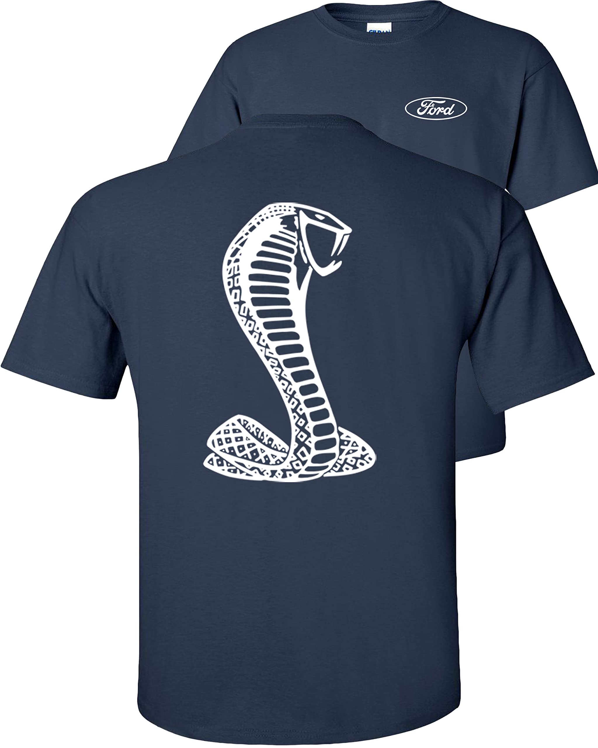 Fair Game Shelby Cobra Ford T-Shirt Mustang White Carroll Snake Silhouette Logo-Navy-XL