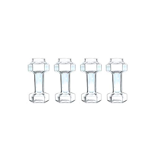 GainzCity Tall Dumbbell Shot Glass, 2 Ounce, Set of 4 - Perfect for Fitness Junkies, Gym Rats, Bodybuilders, and Weight Lifters