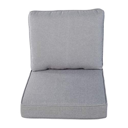 Quality Outdoor Living All- Weather Patio Chair Deep Seat and Back Cushion, 23x26, Machine Grey