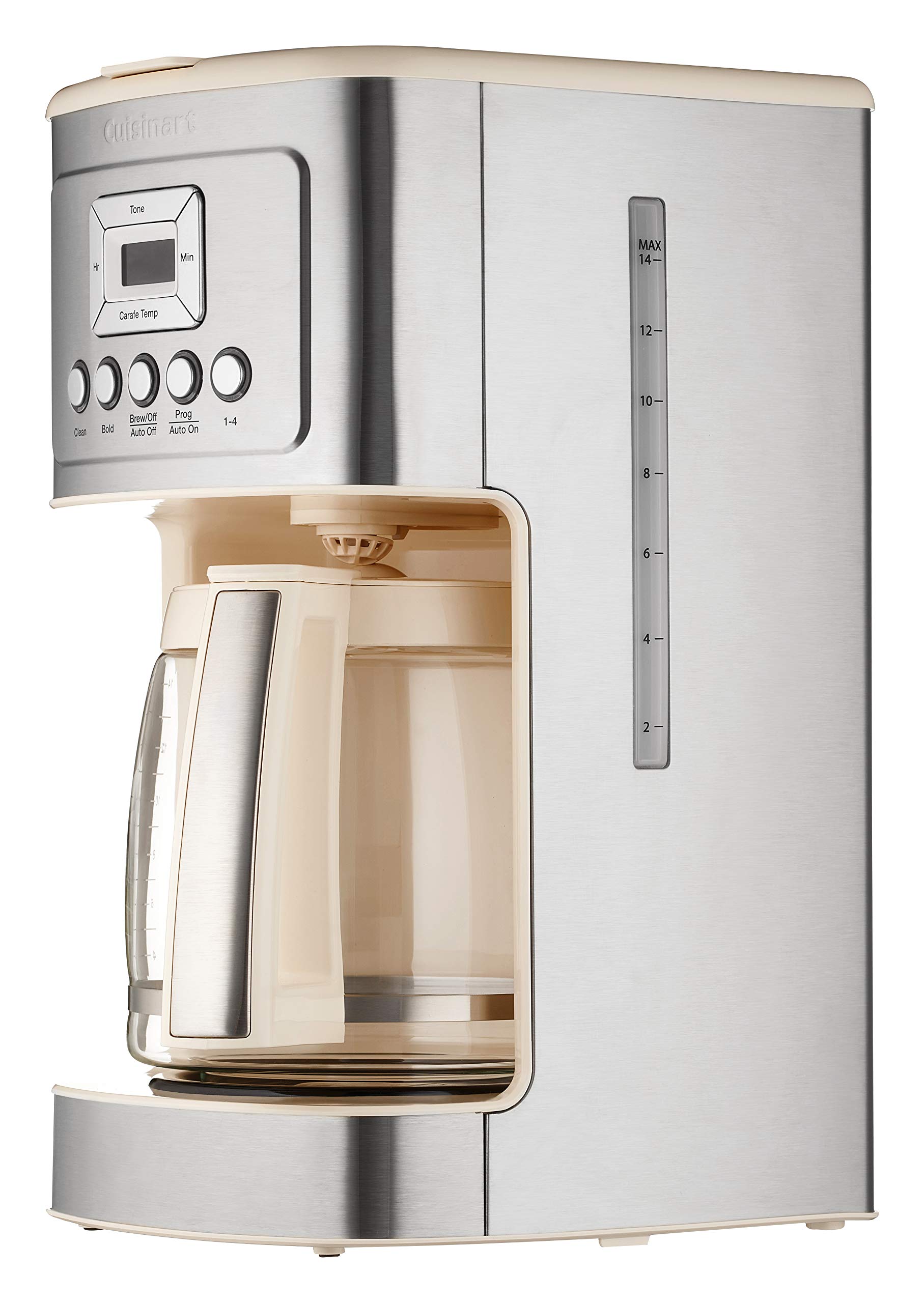 Cuisinart DCC-3200 14-Cup Glass Carafe with Stainless Steel Handle Programmable Coffeemaker, Cream