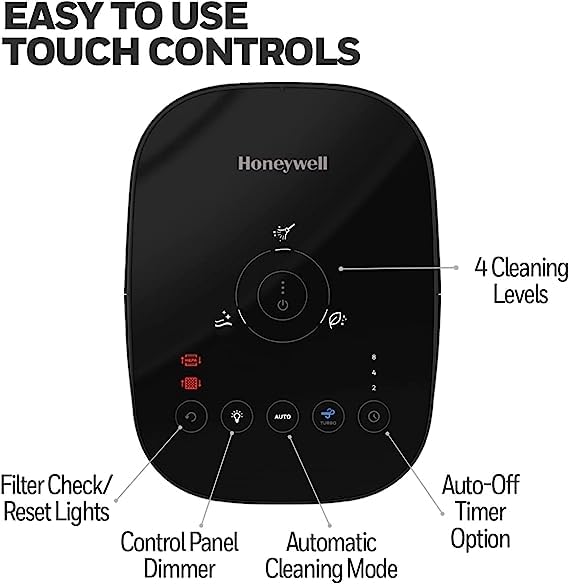 Honeywell InSight HEPA Air Purifier with Air Quality Indicator and Auto Mode, for Large Rooms (200 sq. ft), Black - Wildfire/Smoke, Pollen, Pet Dander, and Dust Air Purifier,HPA180B (Renewed)